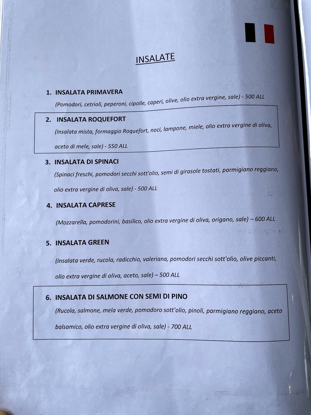 Menu at Tre Forchette Restaurant, Vlorë