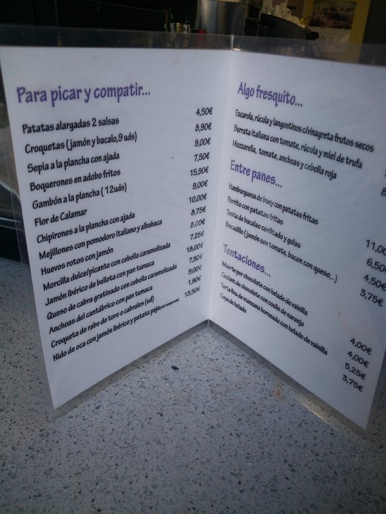 Menu at Café de Violeta, Madrid