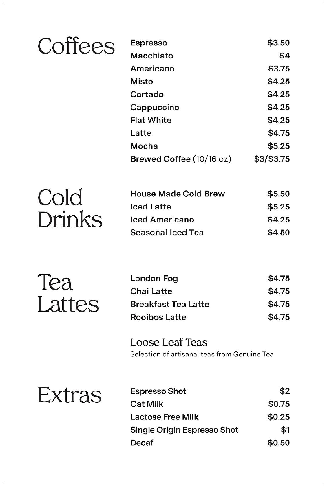 Menu at Detour Cafe Paris, Brant