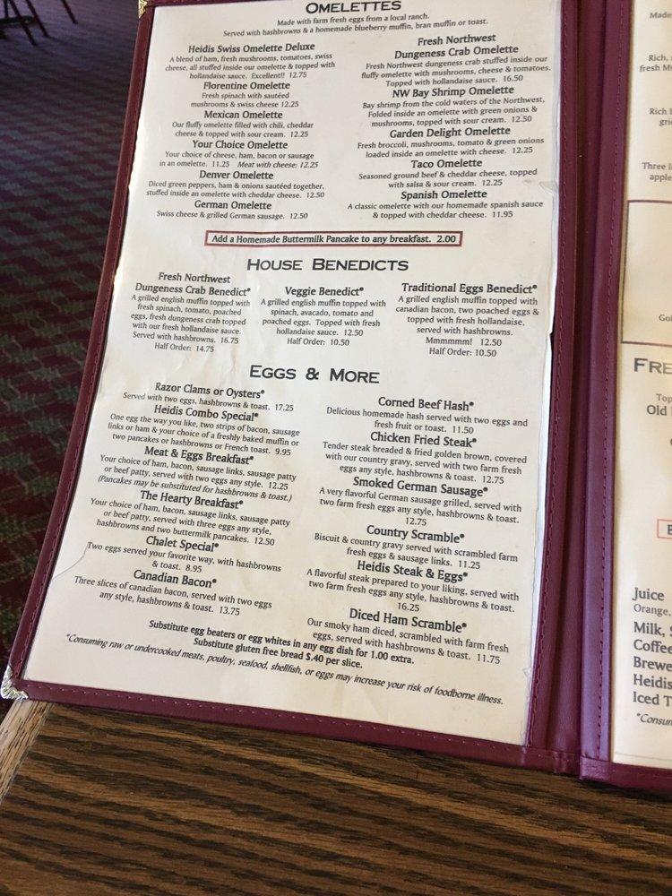 Menu at Heidi's Of Gresham restaurant, Gresham, NE Cleveland Ave