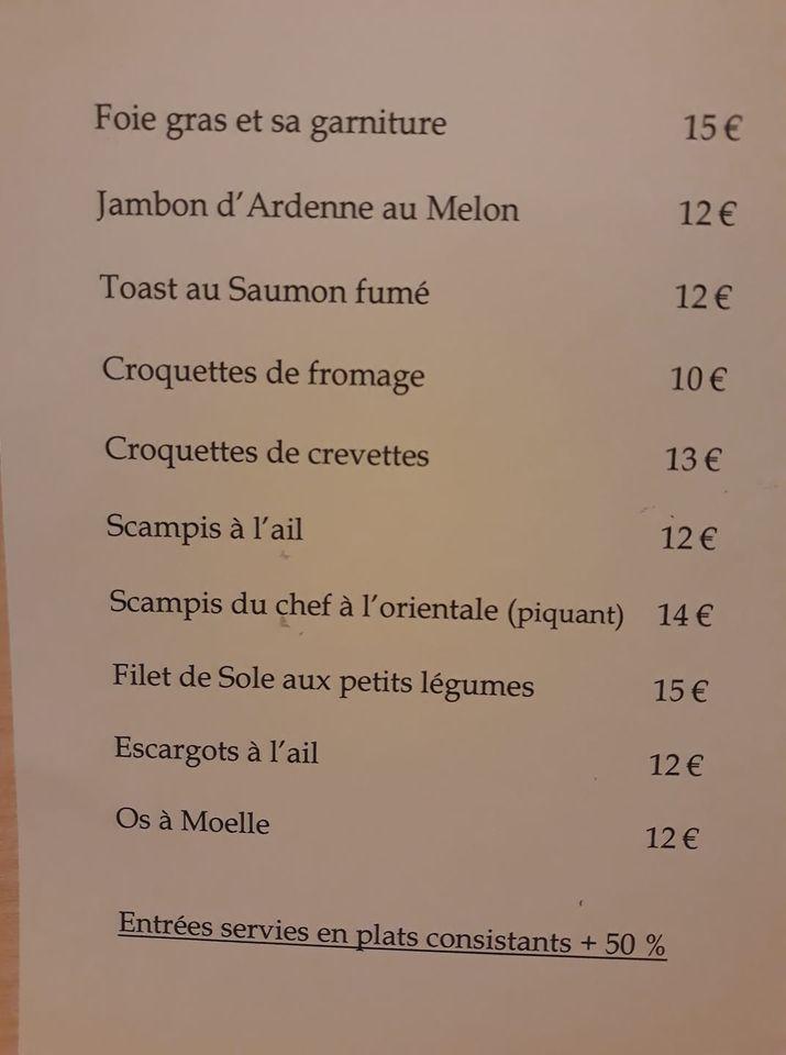 Menu au Le restaurant de la ferme, Leuze-en-Hainaut