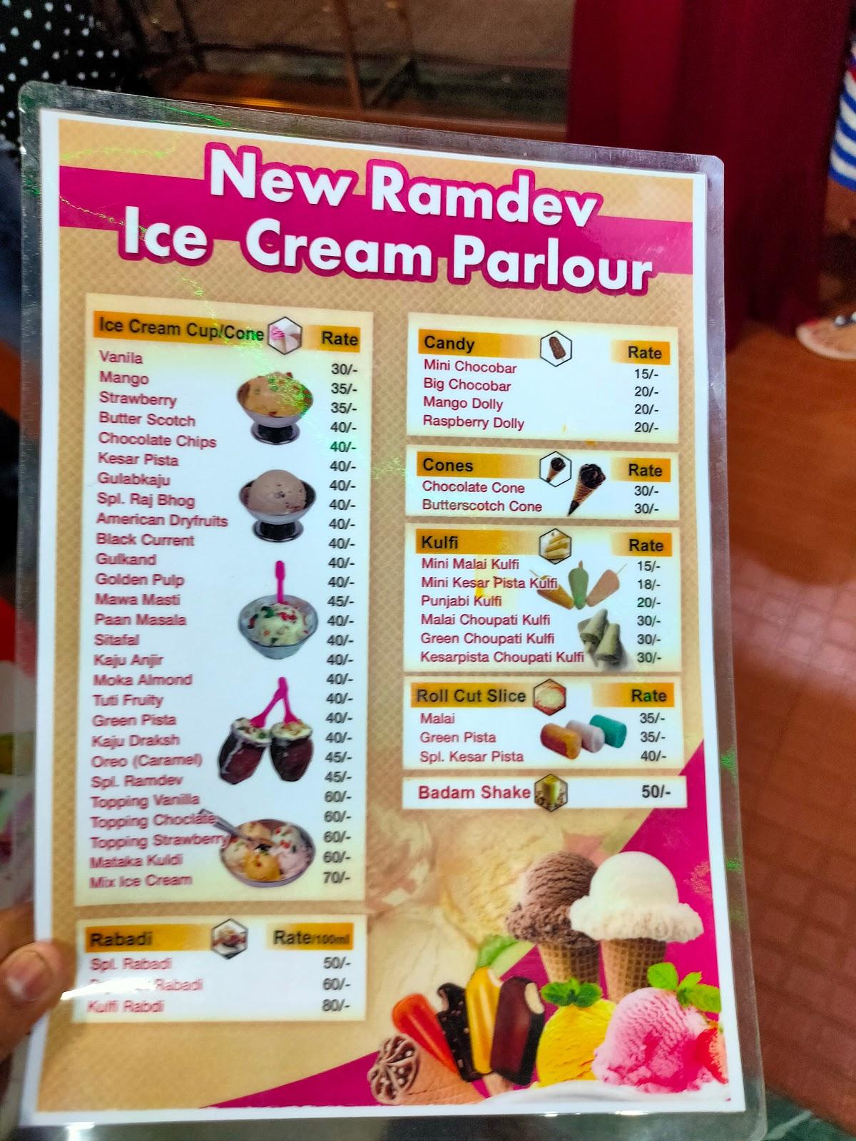Menu at New Ramdev Ice Cream Parlour, Thane