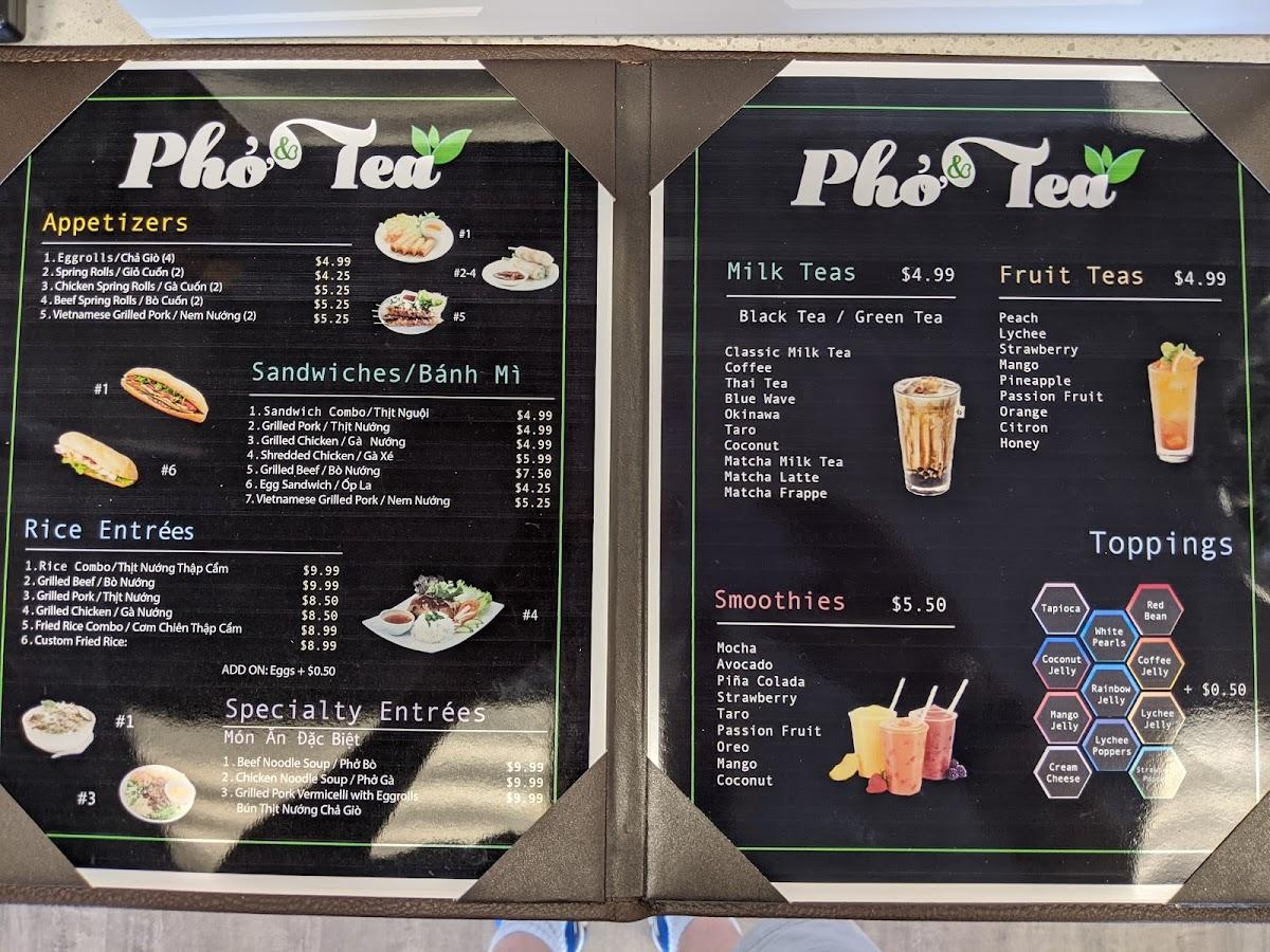 Menu at Pho & Tea restaurant, Ames