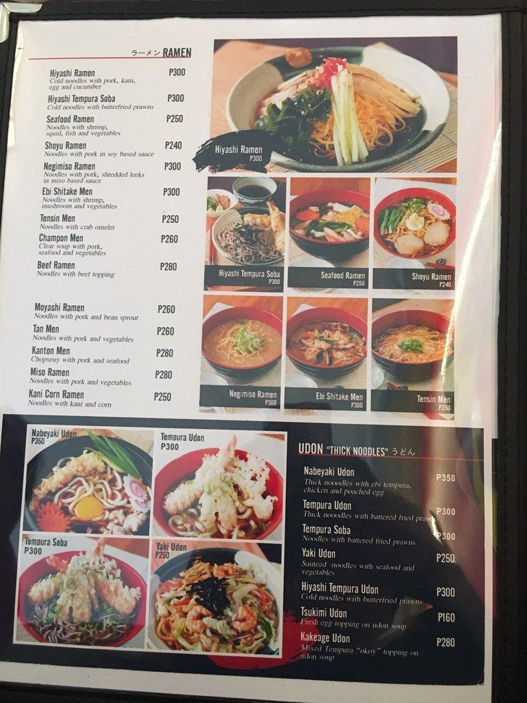 Menu at Tadakuma restaurant, Davao City, 3H5Q+G8J