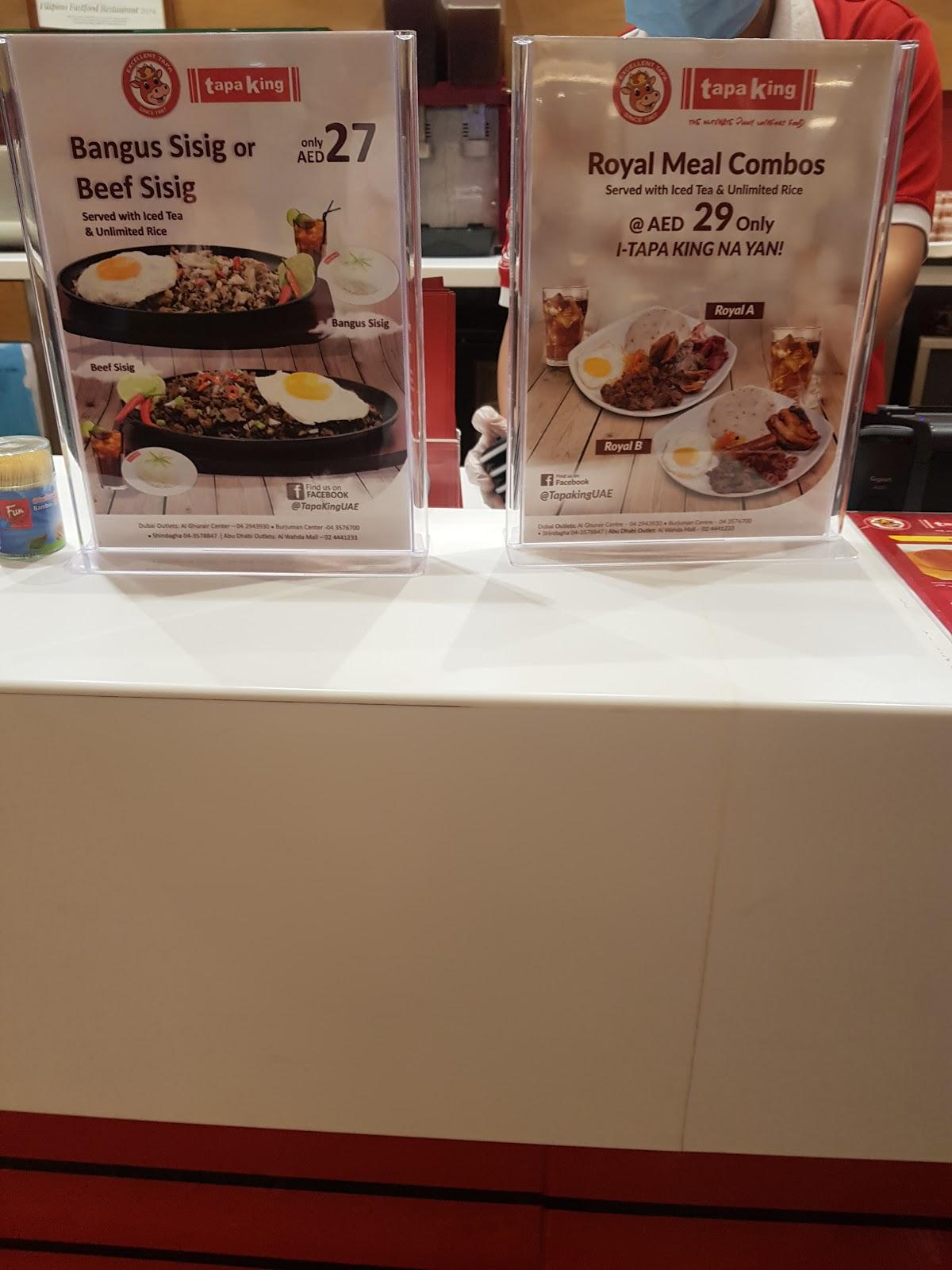 Menu at Tapa king restaurant, Dubai, Al Ghurair Centre