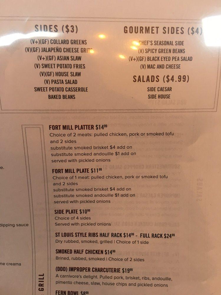 Menu at The Improper Pig @ Fort Mill BBQ, Fort Mill