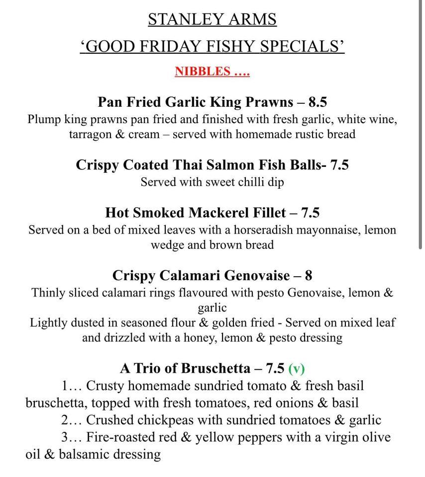 Menu at The Stanley Arms pub & bar, St Helens