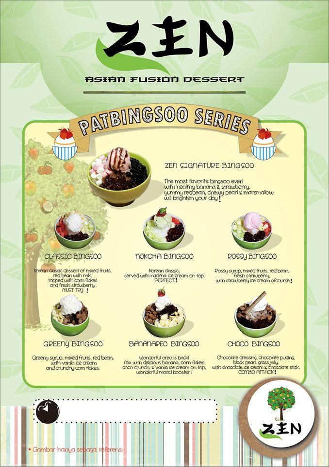 Menu at Zen bubble tea cafeteria, Caturtunggal