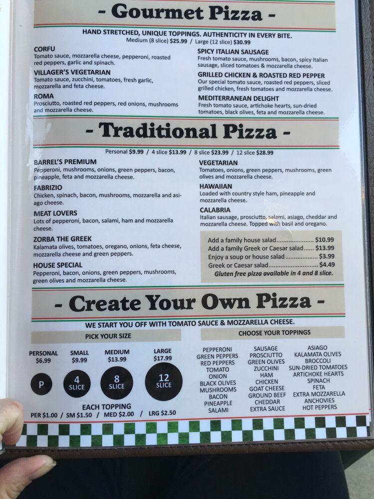 Menu at Barrel Restaurant, Simcoe