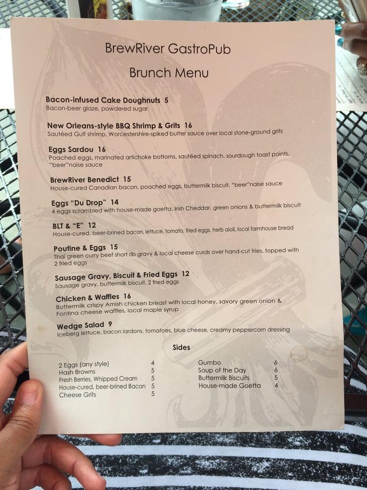 Menu at BrewRiver Creole Kitchen restaurant, Cincinnati