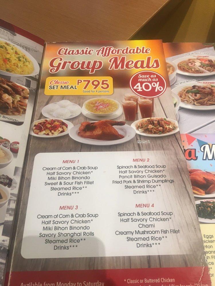 Menu at Classic SAVORY restaurant, Davao City, J.P. Laurel Ave
