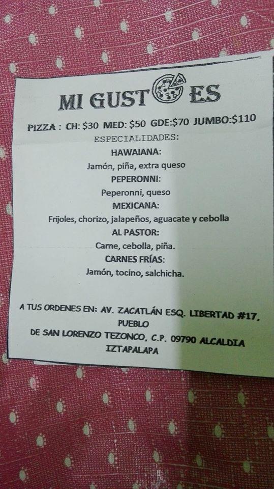Menu at Comida Rapida "Mi gusto es" restaurant, Mexico City