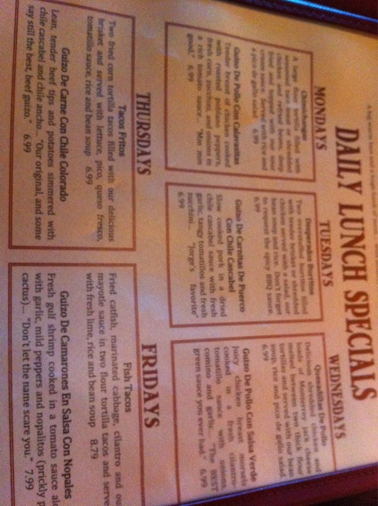 Menu at Desperados Mexican Restaurant Dos, Garland, W Campbell Rd