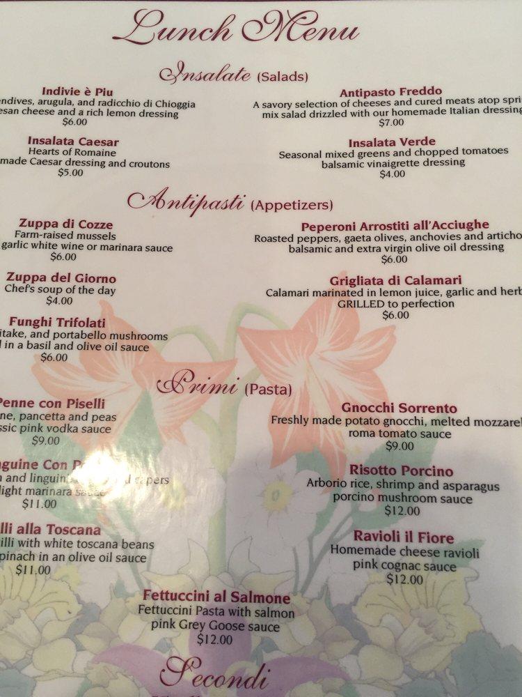 Menu at Il Fiore restaurant, Collingswood