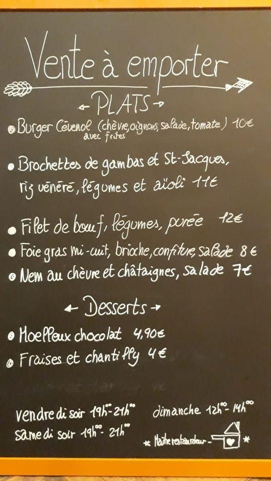 Menu au L'atelier de Pierre restaurant, Anduze