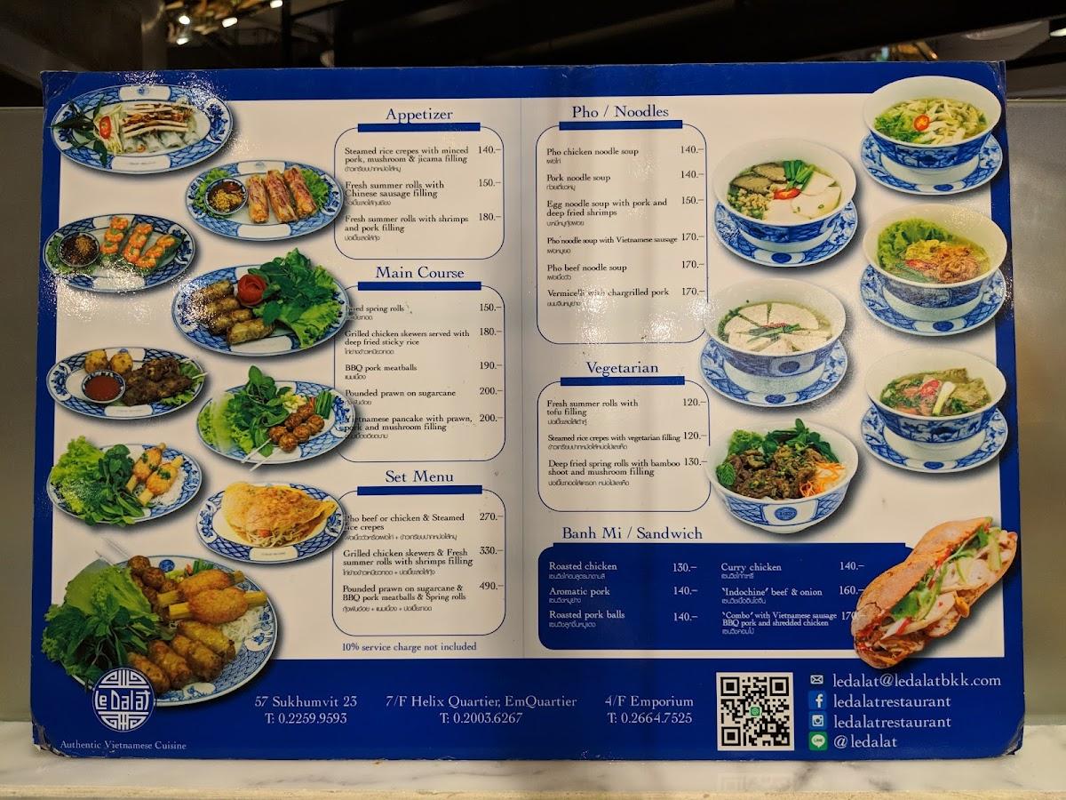 Menu at Le Dalat restaurant, Bangkok, 695 Sukhumvit Road