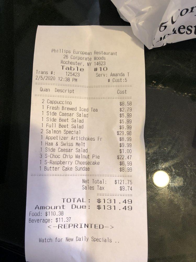 Menu at Phillips pub & bar, Rochester, 26 Corporate Woods