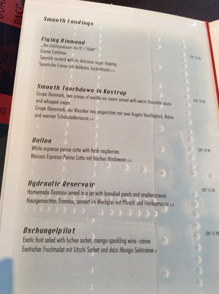Menu at Runway 34, Opfikon