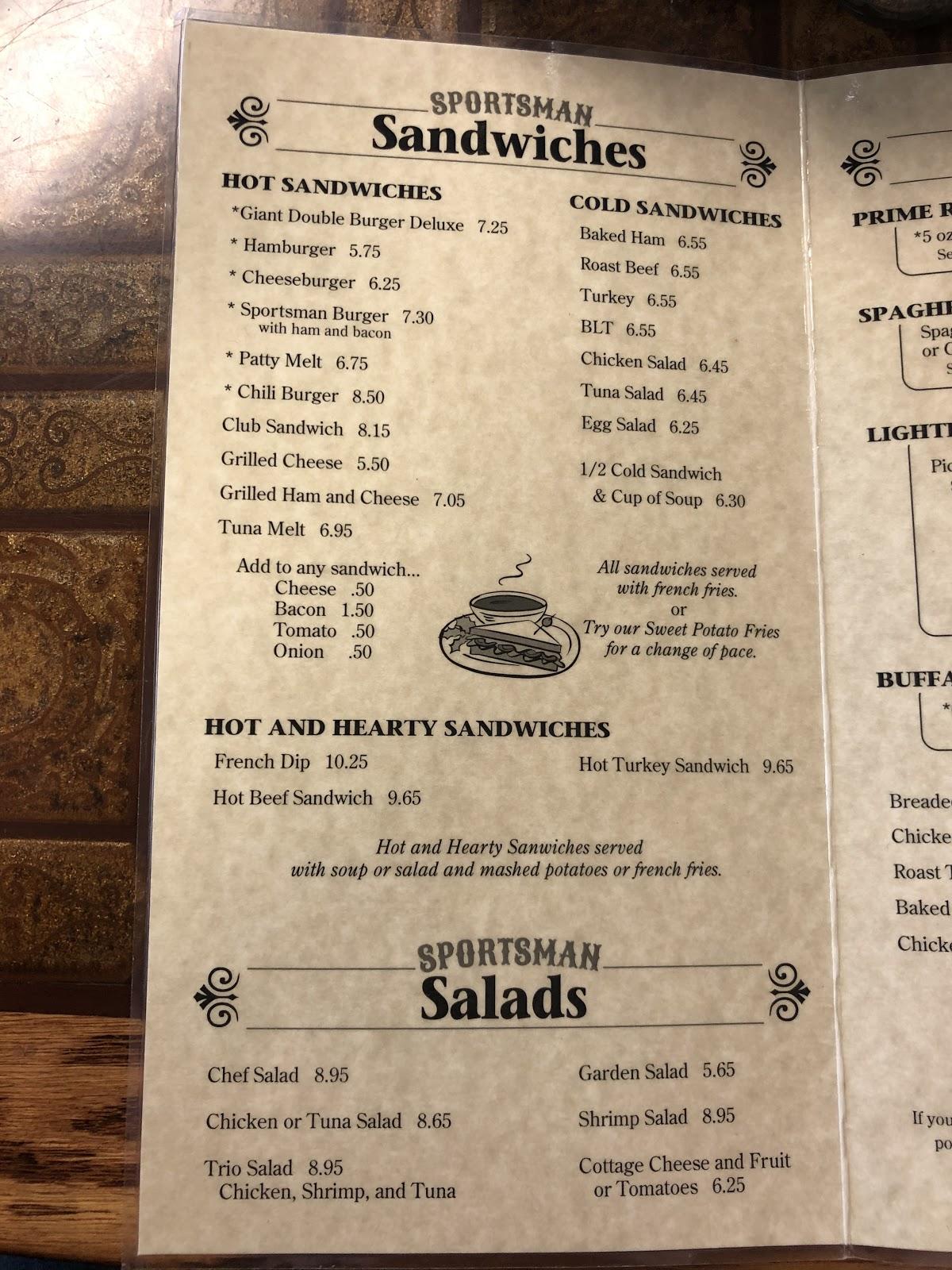 Menu at Sportsman Cafe & Lounge, Spokane