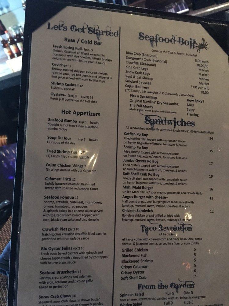 Menu at The Blu Crab Seafood House & Bar, Fort Worth
