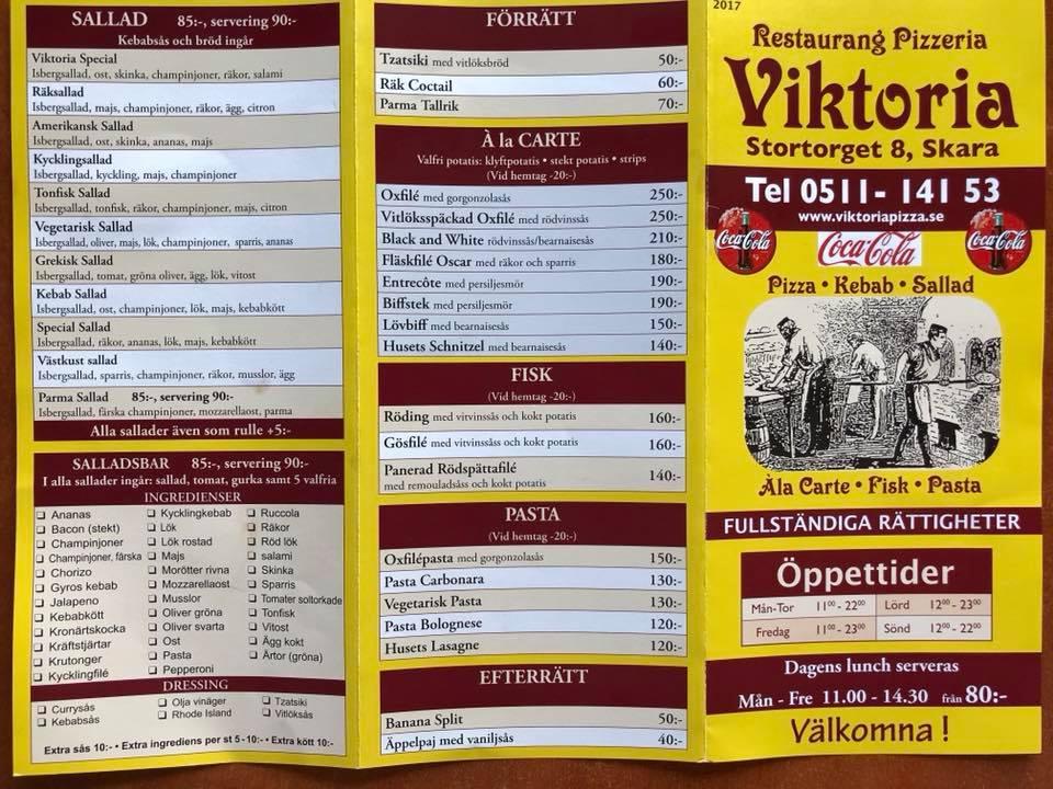 Menu at Viktoria Pizzeria & Restaurang, Skara