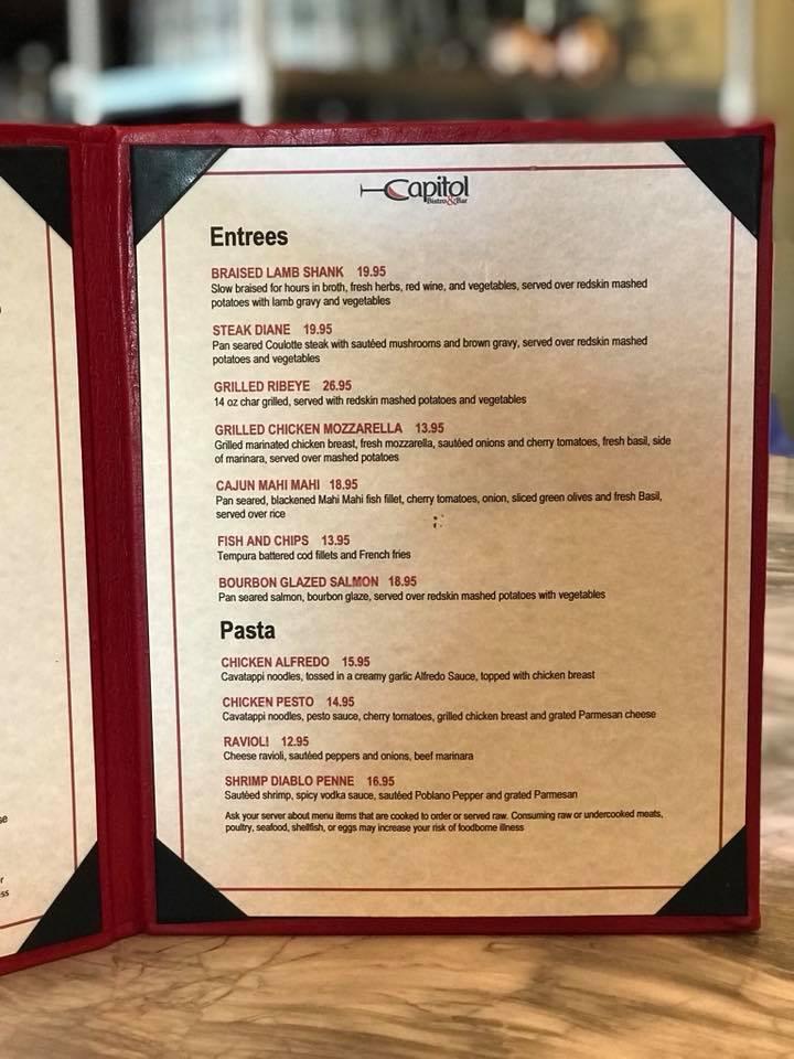 Menu at Capitol Bistro & Bar, Romulus