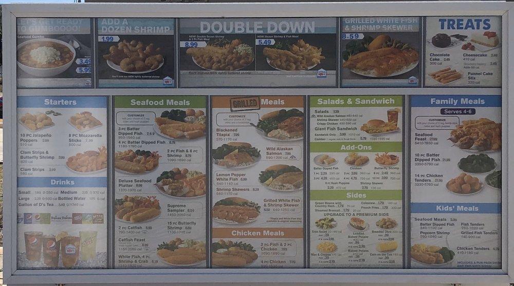 Menu at Captain D's fast food, Burnet
