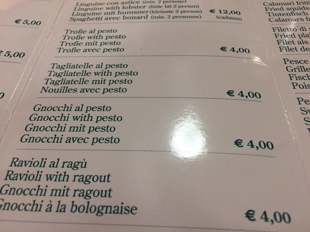 Menu da Trattoria Da Mario ristorante, Genova, Salita di S. Paolo