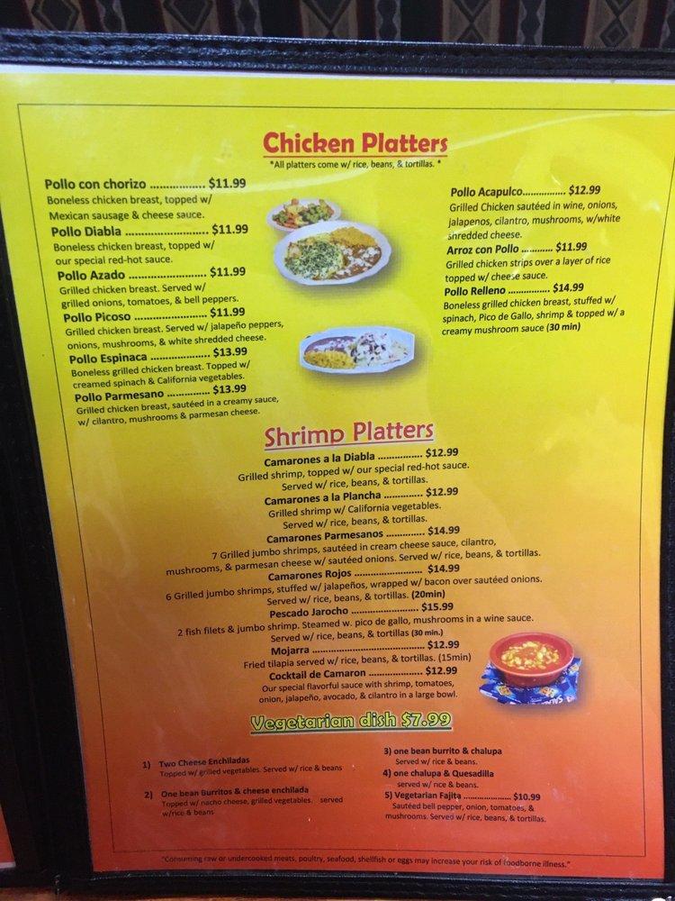 Menu at El Rinconcito restaurant, Statesboro, 2 College Plaza