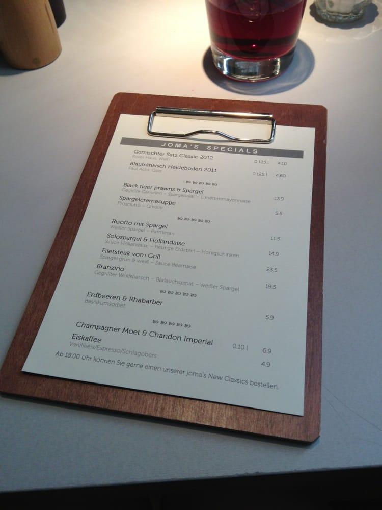 Menu at JOMA pub & bar, Vienna