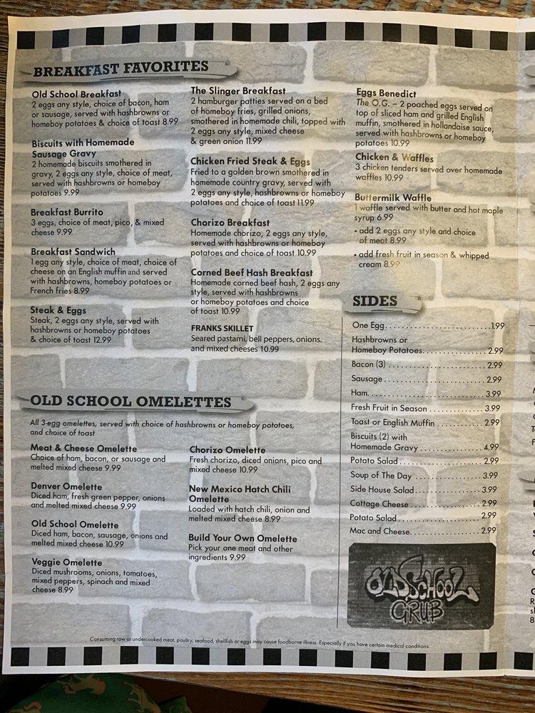 Menu at Old School Grub/ OSG Cafe, Mesa, E Main St