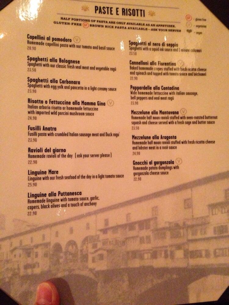 Menu at Ristorante Mamma Gina restaurant, Palm Desert