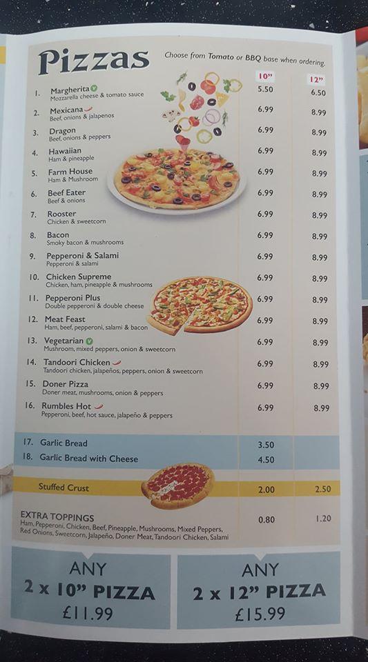 Menu at Rumbles Fish Bar Trumpington, Cambridge