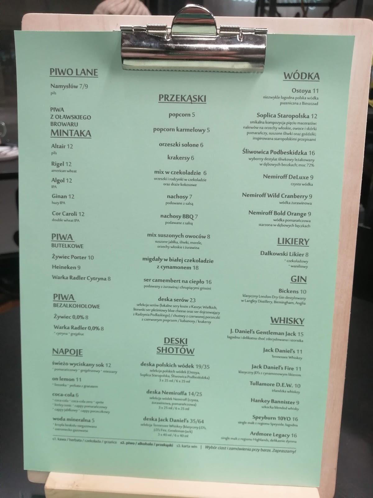Menu at Szklarnia Bistro Chocolat cafe, Oława
