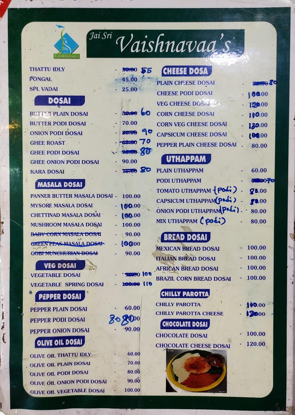 Menu at Kannappa Thattu Idly, Chennai, 1