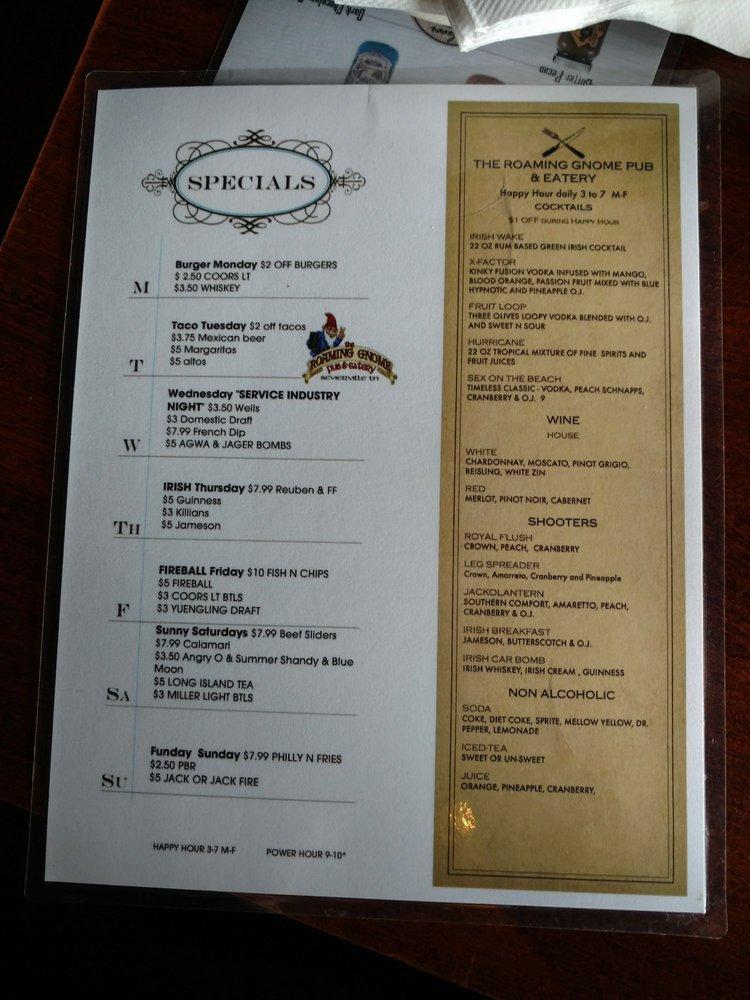 Menu at The Roaming Gnome Pub & Eatery, Sevierville, 202 Collier Dr