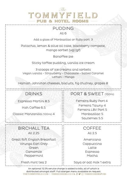 Menu at The Tommyfield pub & bar, London