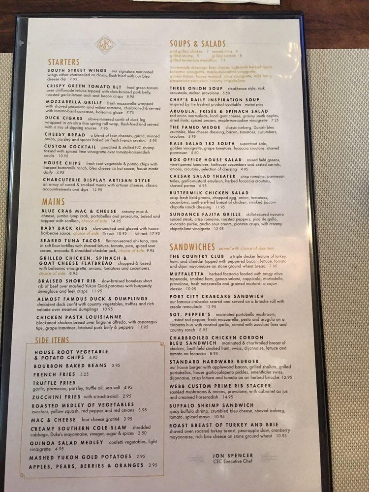 Menu at Webb Custom Kitchen steakhouse, Gastonia