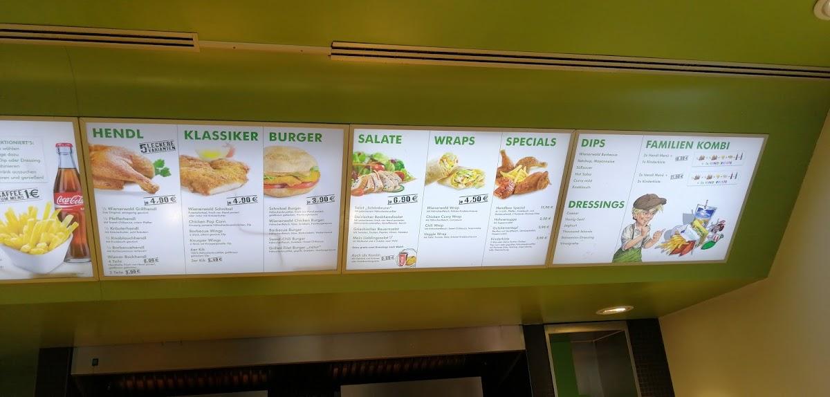 Menu at Wienerwald fast food, Lörrach