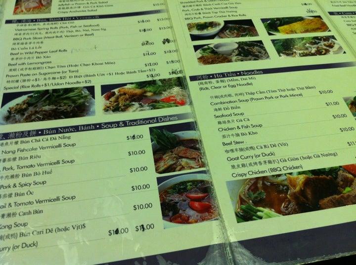 Menu at Bau Truong restaurant, Cabramatta