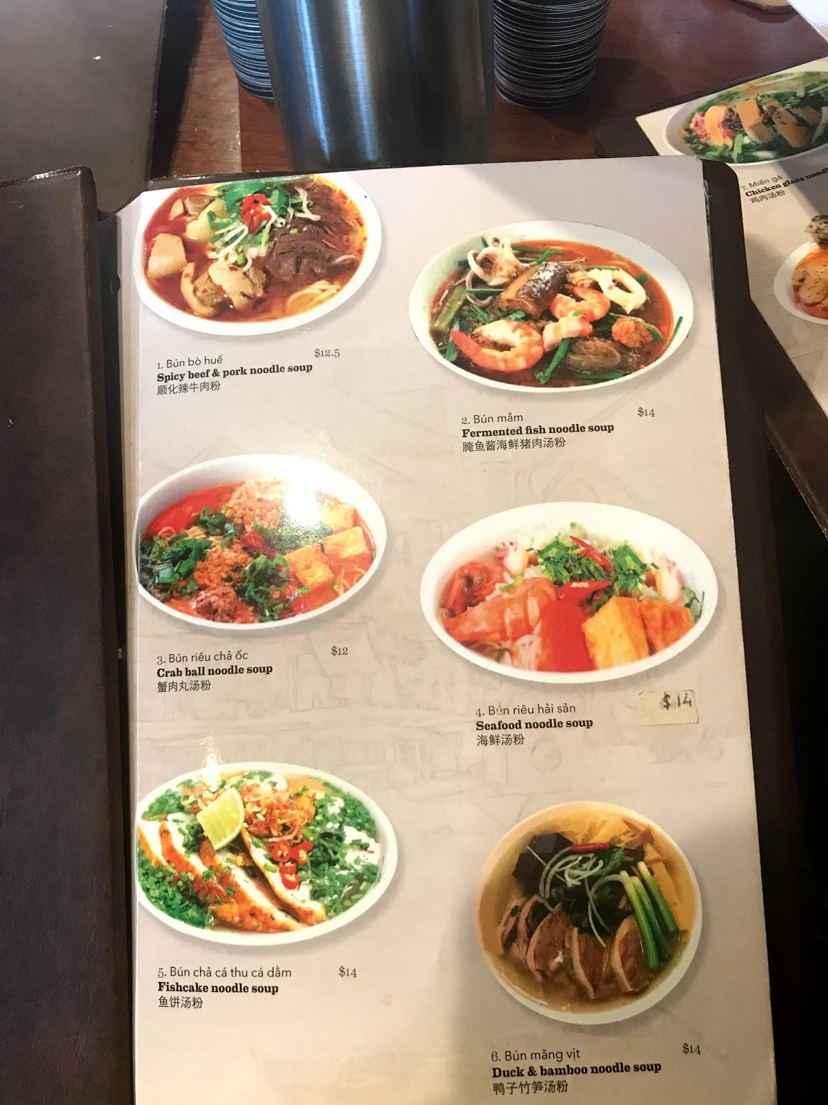 Menu at Bún Ngon restaurant, Springvale