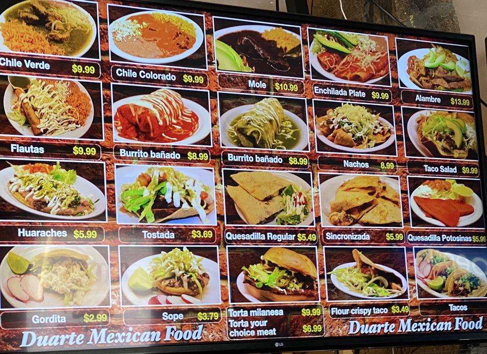 Menu at Duarte Mexican Food restaurant, Yuba City