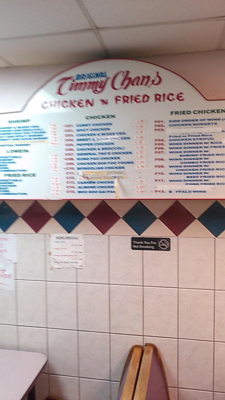 Menu at Timmy Chan restaurant, Houston, W Fuqua St