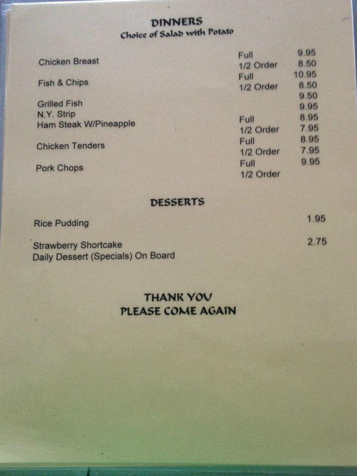 Menu at Choo Choo's desserts, Flushing