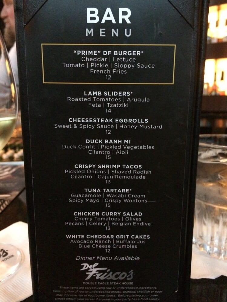 Menu at Del Frisco's Double Eagle Steakhouse, Charlotte