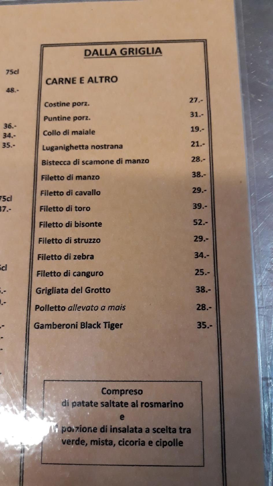 Speisekarte von Grotto la Risata, Losone, Via Cantonale 16