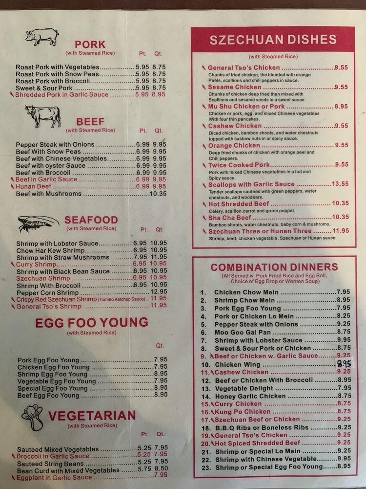 Menu at Hunan Chinese Restaurant, Naples