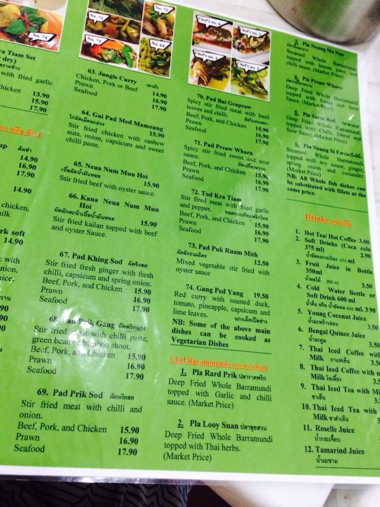 Menu at S & T Thai Gourmet Cafe, Northbridge