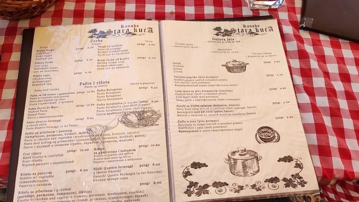 Menu at STARA KUCA restaurant, Herceg Novi