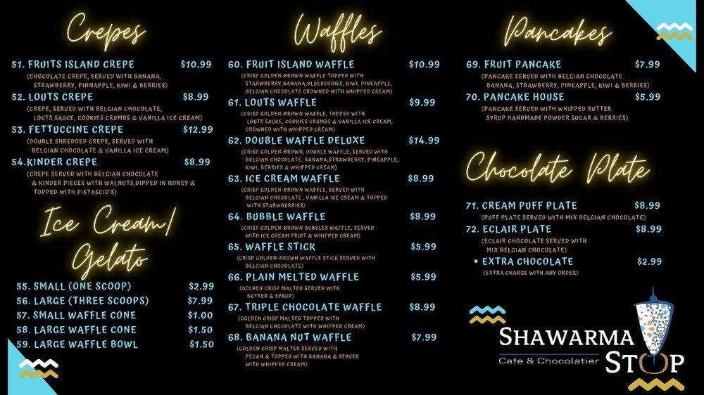 Menu at Shawarma Stop restaurant, Houston, Almeda Rd Suite A